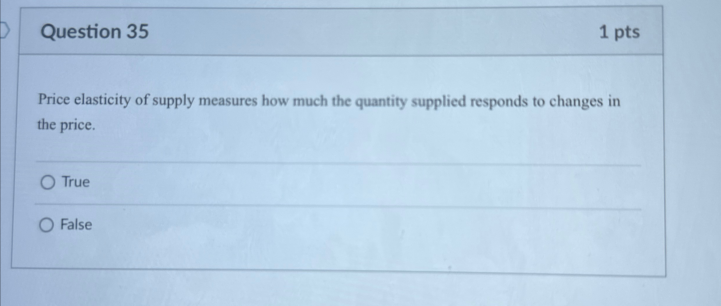 Solved Question 351 ﻿ptsPrice elasticity of supply measures | Chegg.com