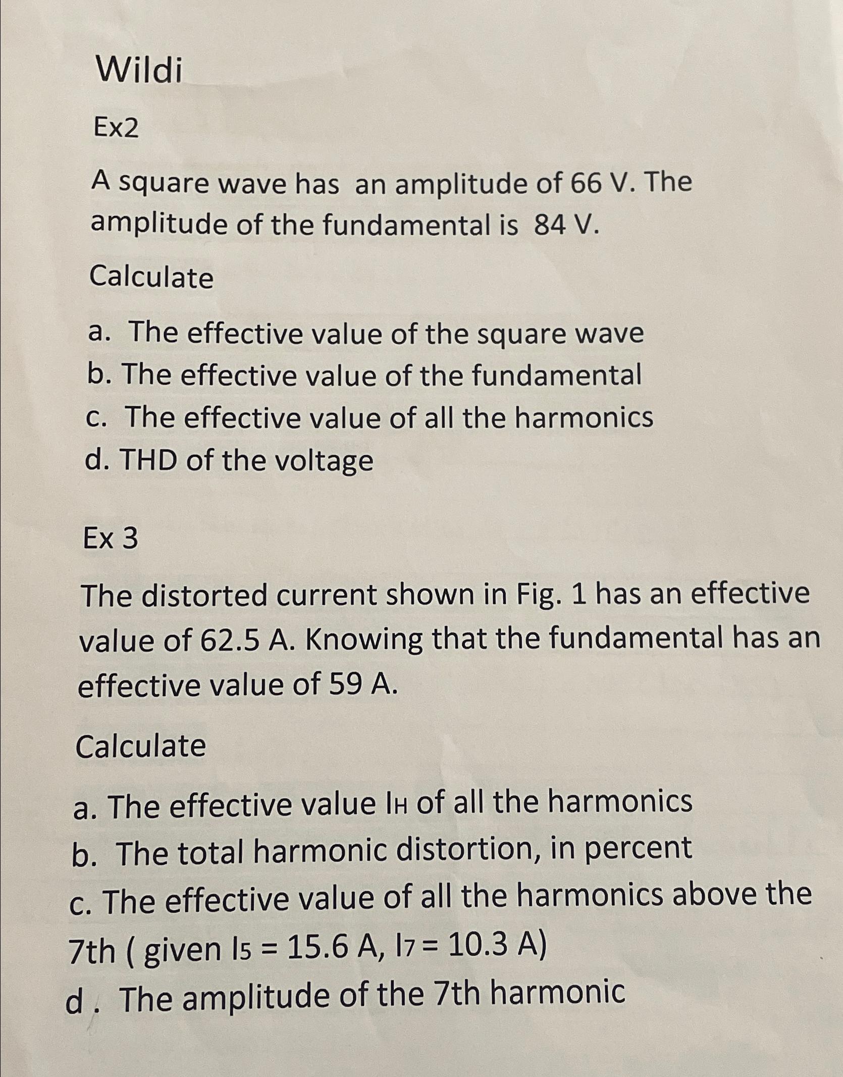 Solved WildiEx2A square wave has an amplitude of 66V. ﻿The | Chegg.com