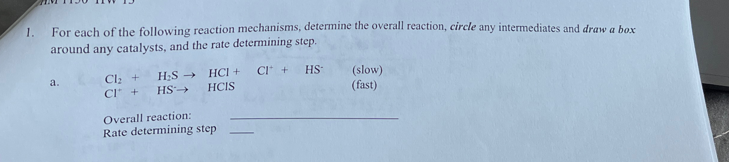 Solved For each of the following reaction mechanisms, | Chegg.com