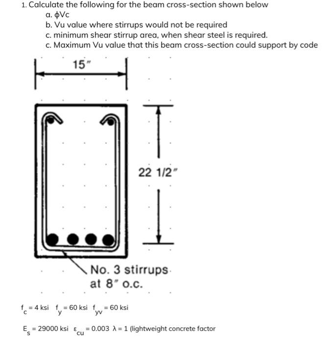 Solved 1. Calculate the following for the beam cross-section | Chegg.com