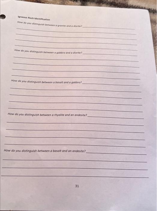 Solved How do you distinguish between a basolt and a gabbro? | Chegg.com