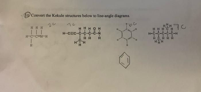 Solved 10. Convert the Kekule structures below to line-angle | Chegg.com