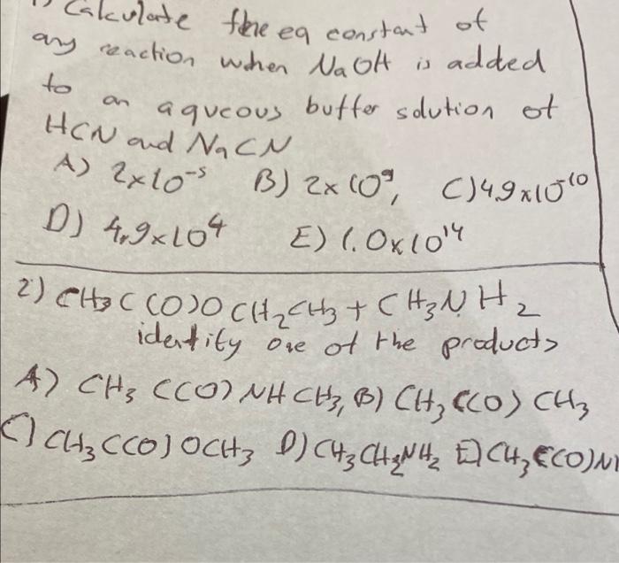 Solved hate the ea constant of to any reaction when NaOH is | Chegg.com