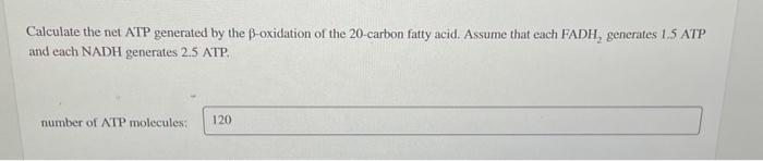 Solved Calculate the net ATP generated by the β-oxidation of | Chegg.com