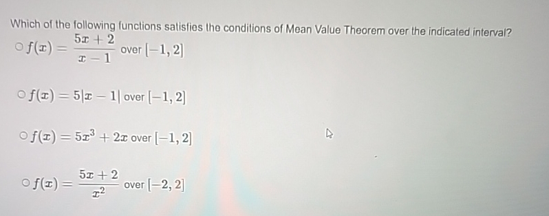 Solved Which of the following functions satisfies the | Chegg.com