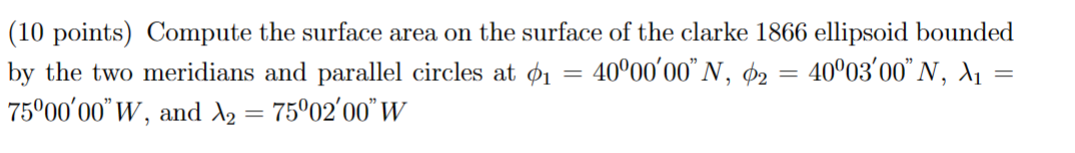 Solved Compute the surface area on the surface of the clarke | Chegg.com