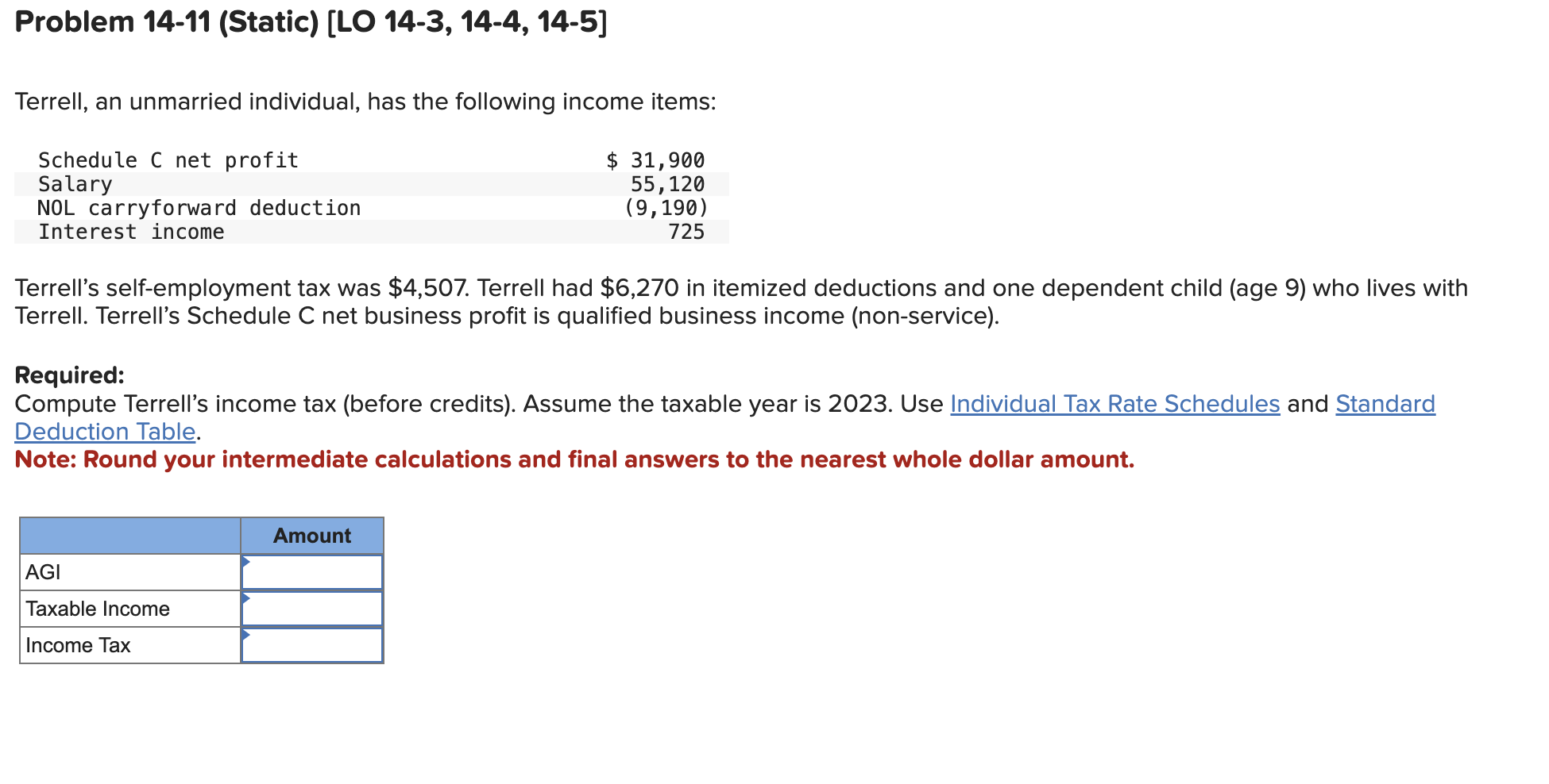 Solved Problem 14-11 (Static) [LO 14-3, 14-4, 14-5]Terrell, | Chegg.com