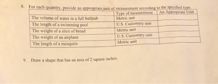 Solved 0. For each quantity, provide an appropriate unit of | Chegg.com