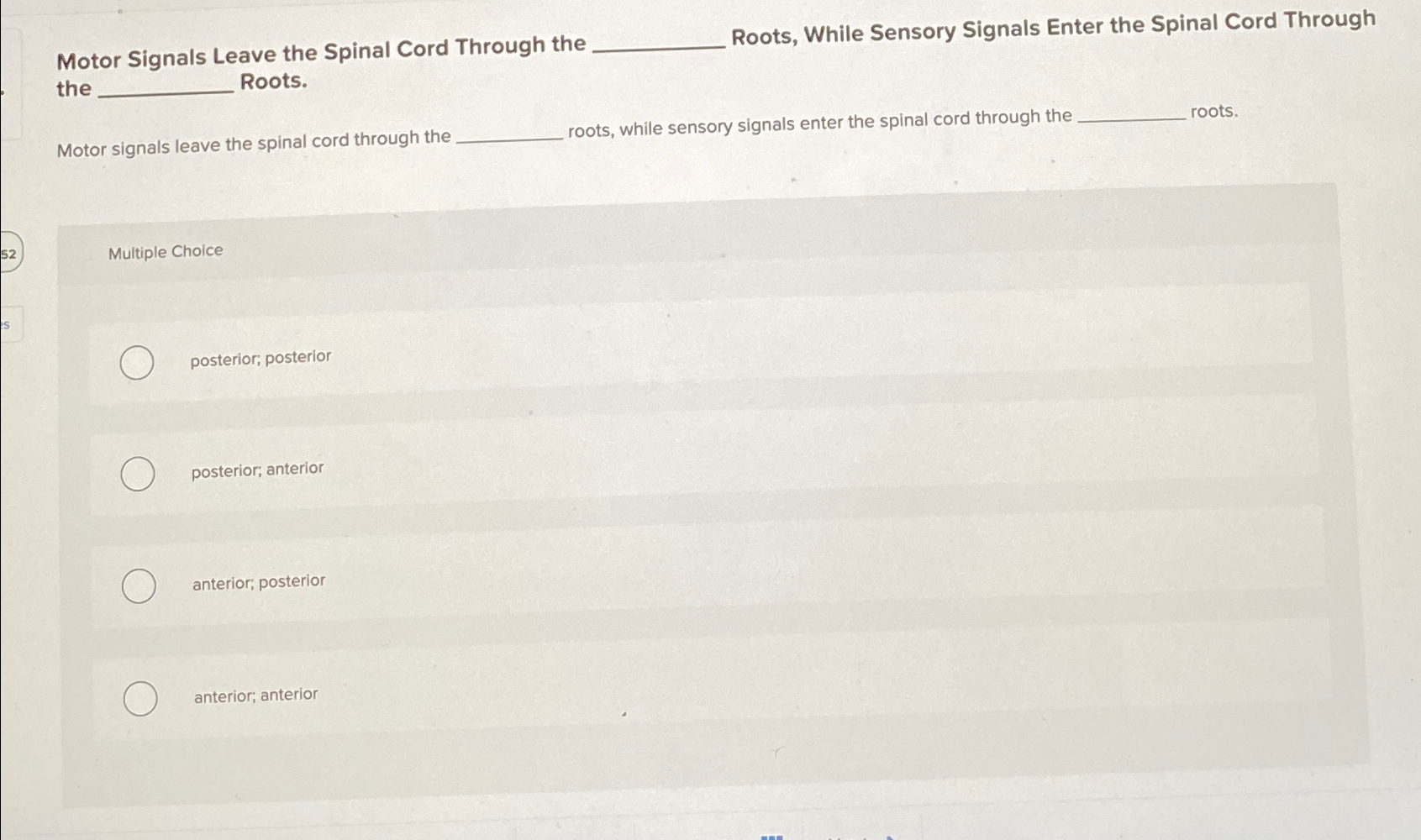 Solved Motor Signals Leave the Spinal Cord Through the q, | Chegg.com