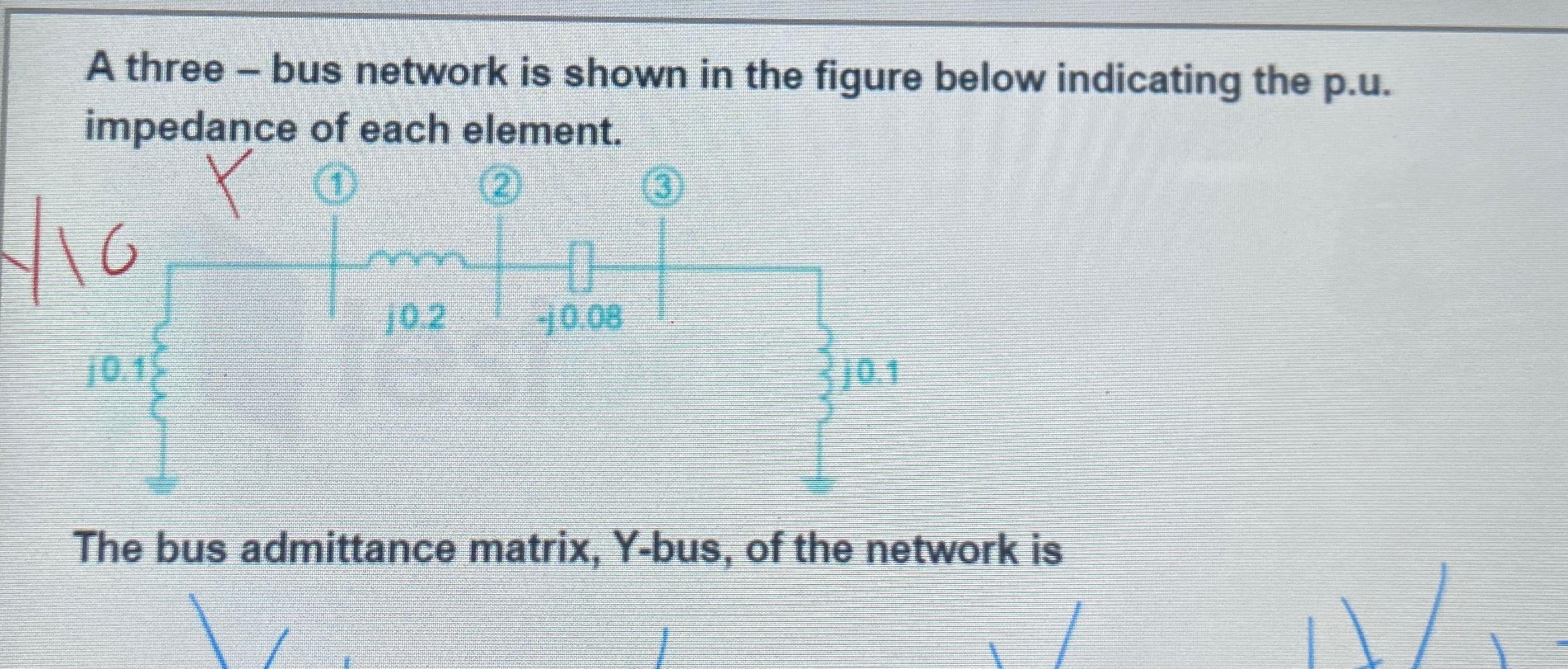 Solved A three - ﻿bus network is shown in the figure below | Chegg.com