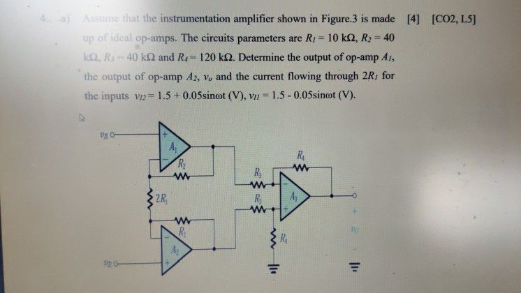 Solved 4 a) Assume that the instrumentation amplifier shown | Chegg.com