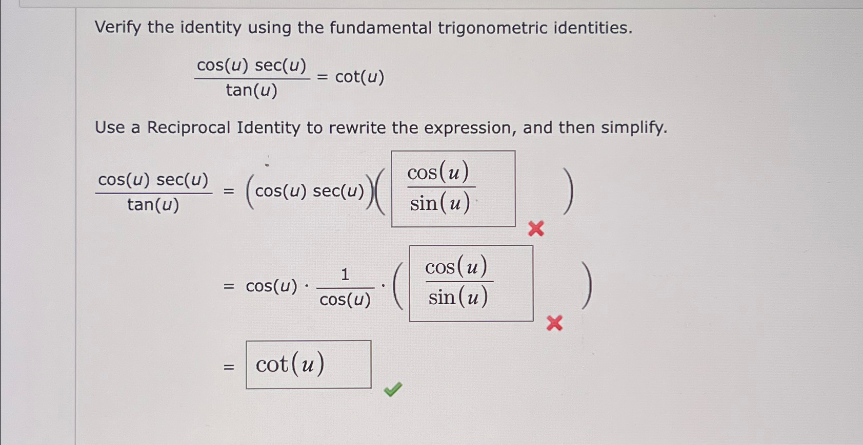 Solved Verify the identity using the fundamental | Chegg.com