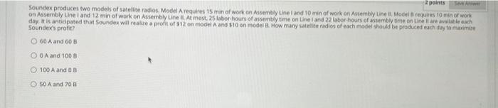 Solved Soundex produces two models of satellte radios. Model | Chegg.com