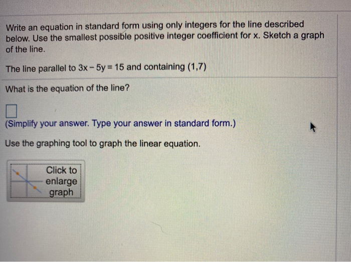 Solved Write An Equation In Standard Form Using Only Chegg