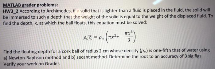 Solved Matlab Grader Problems Hw32 According To 1230