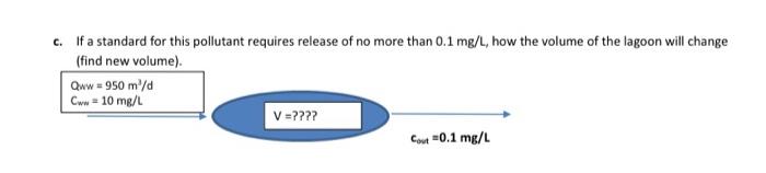 Solved A lagoon with a volume of 2000 m3 has been receiving | Chegg.com