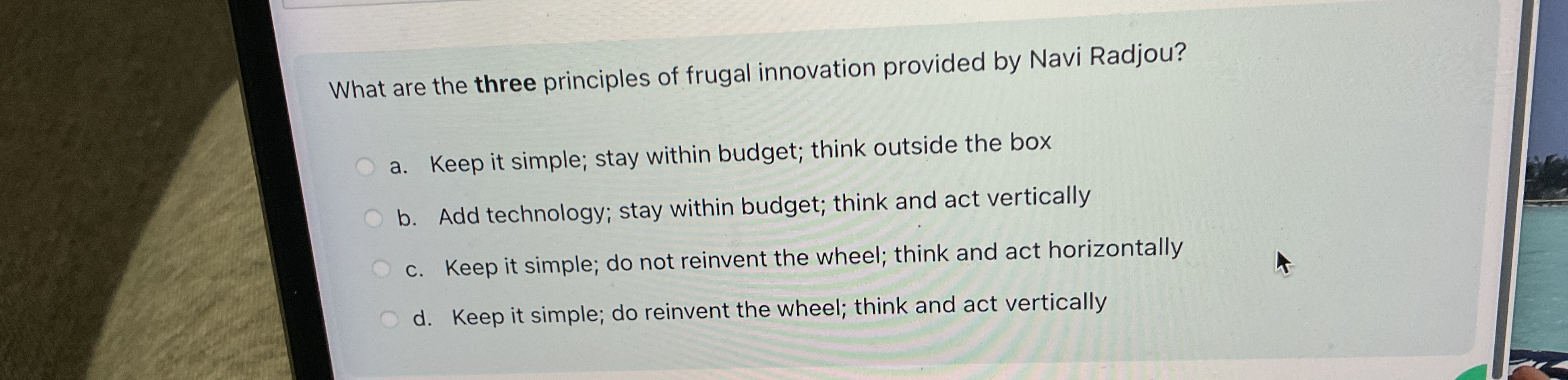 Solved What are the three principles of frugal innovation | Chegg.com