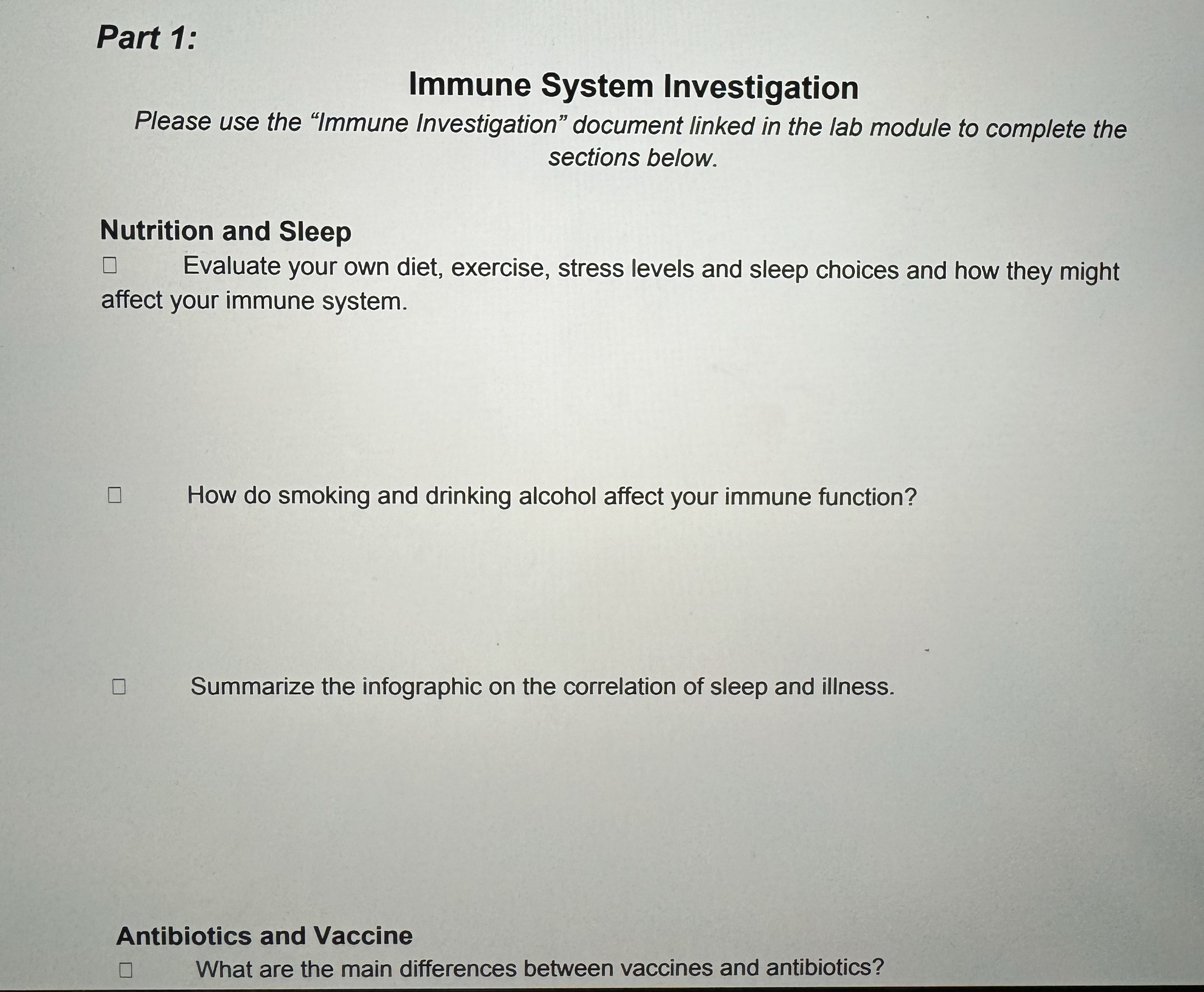 Solved Part 1:Immune System InvestigationPlease use the | Chegg.com