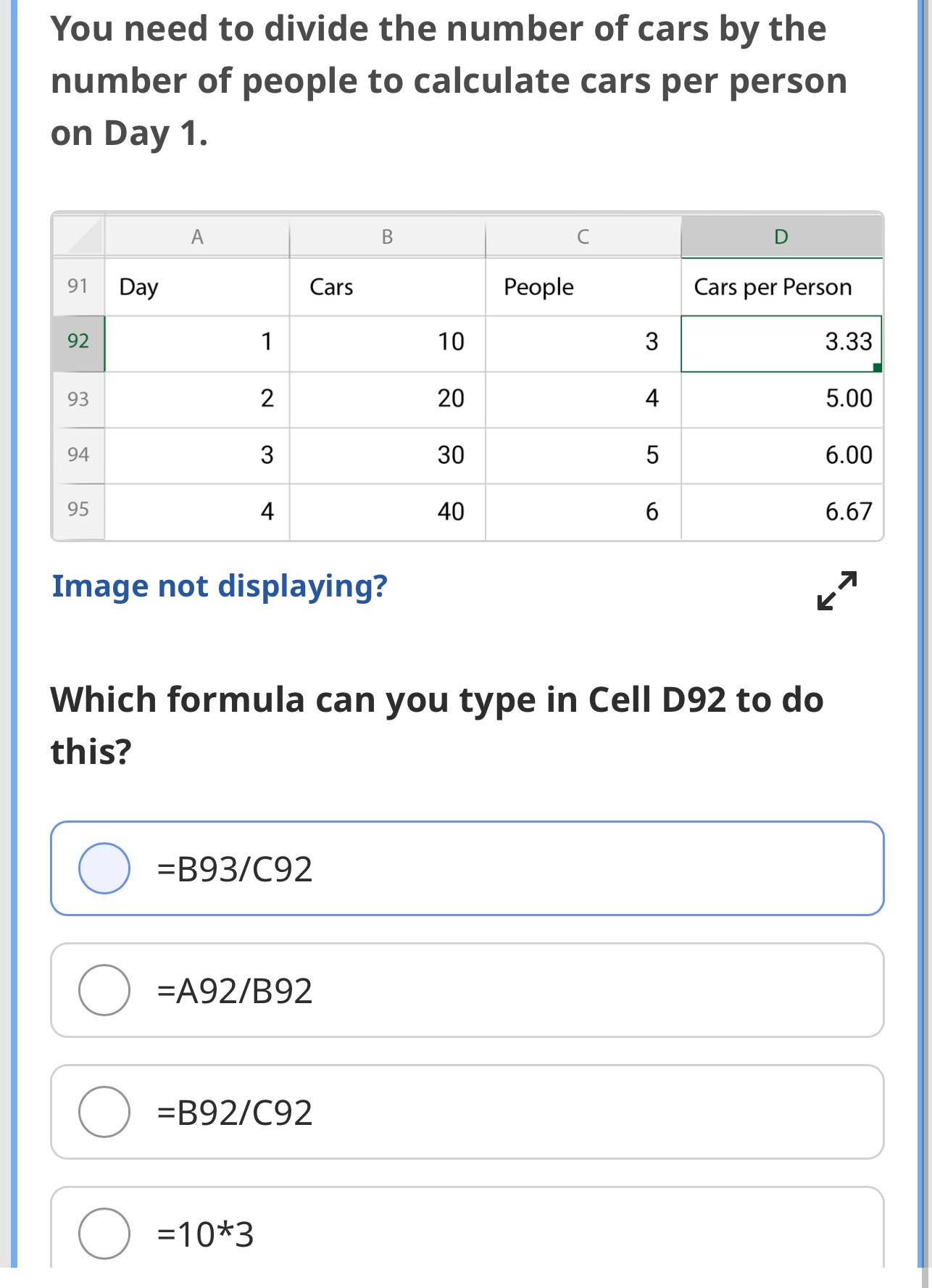 Solved You need to divide the number of cars by the number | Chegg.com