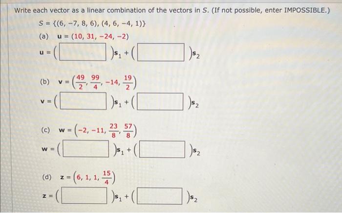 Solved Write each vector as a linear combination of the | Chegg.com