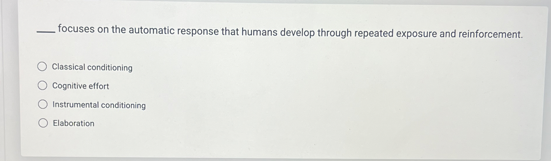 Solved focuses on the automatic response that humans develop | Chegg.com