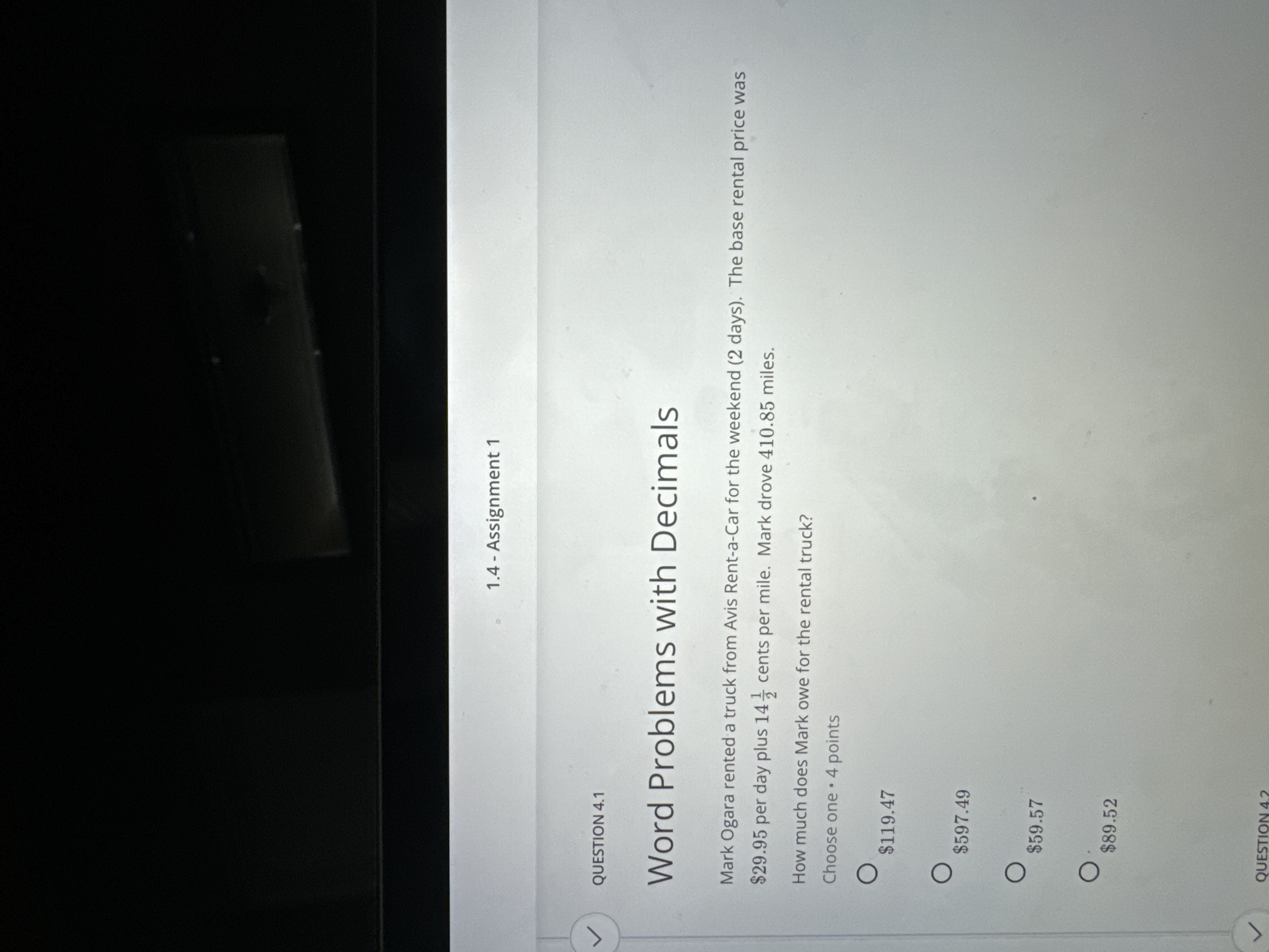 Solved QUESTION 4.1Word Problems with DecimalsMark Ogara | Chegg.com