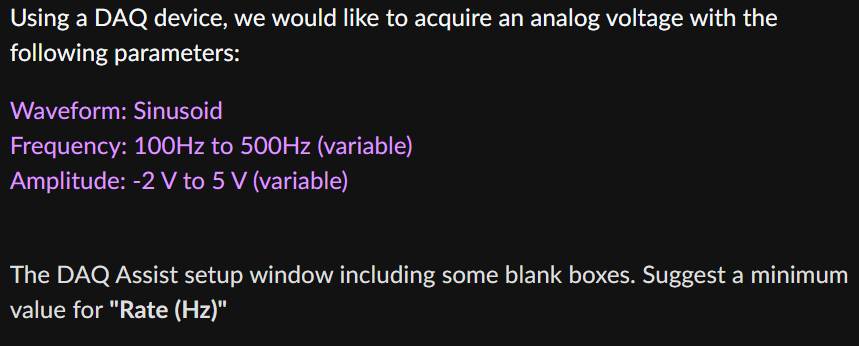 Solved Using a DAQ device, we would like to acquire an | Chegg.com