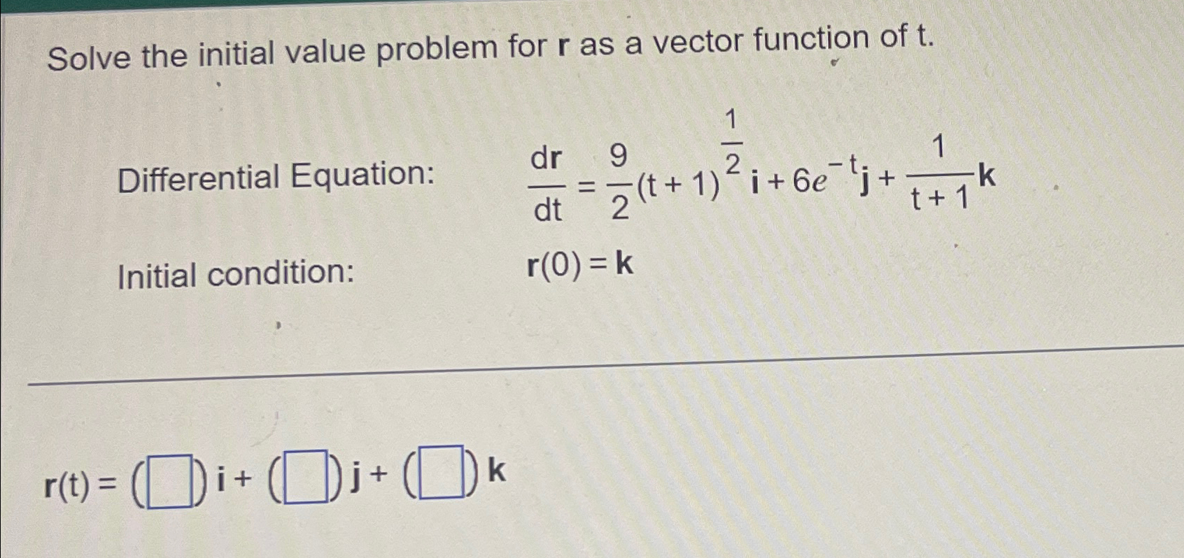 Solved Solve the initial value problem for r ﻿as a vector | Chegg.com
