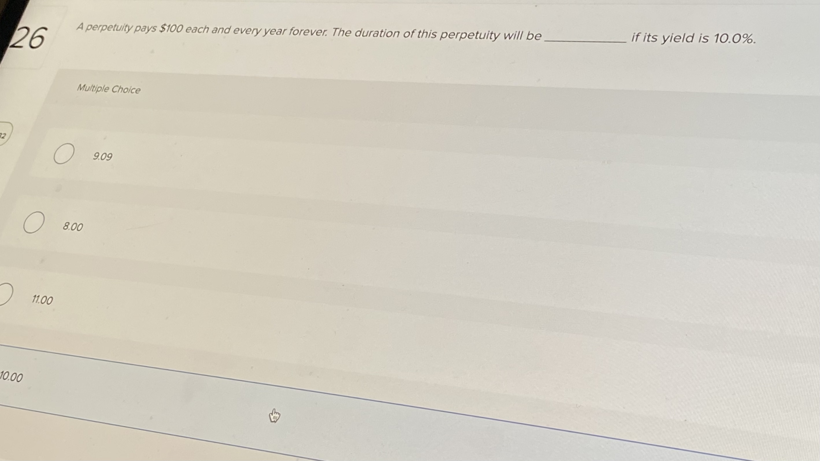 Solved 26 ﻿A perpetuity pays $100 ﻿each and every year | Chegg.com