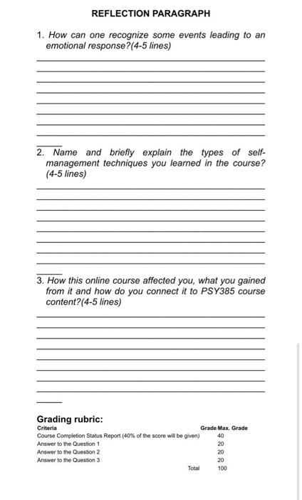 Solved REFLECTION PARAGRAPH 1. How can one recognize some | Chegg.com