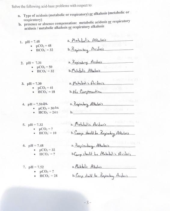 Solved Solve the following acid-base problems with respect | Chegg.com