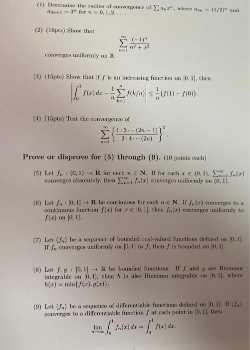Solved 8 (3) (10pts) Prove or disprove 2017 (10pts each) Let | Chegg.com Solved 8 (3) (10pts) Prove or disprove 2017 (10pts each) Let | Chegg.com