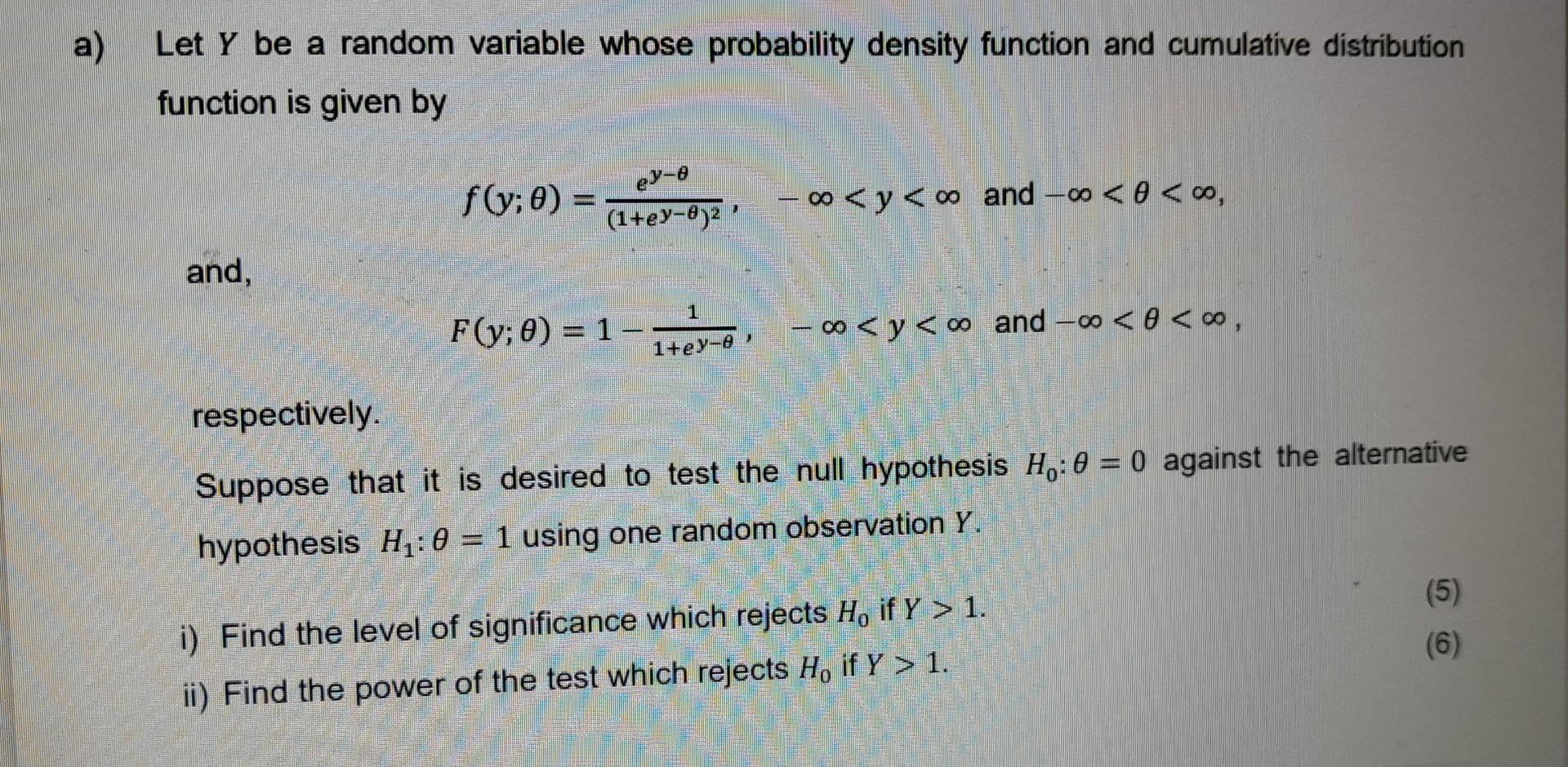 Solved Let Y be a random variable whose probability density | Chegg.com