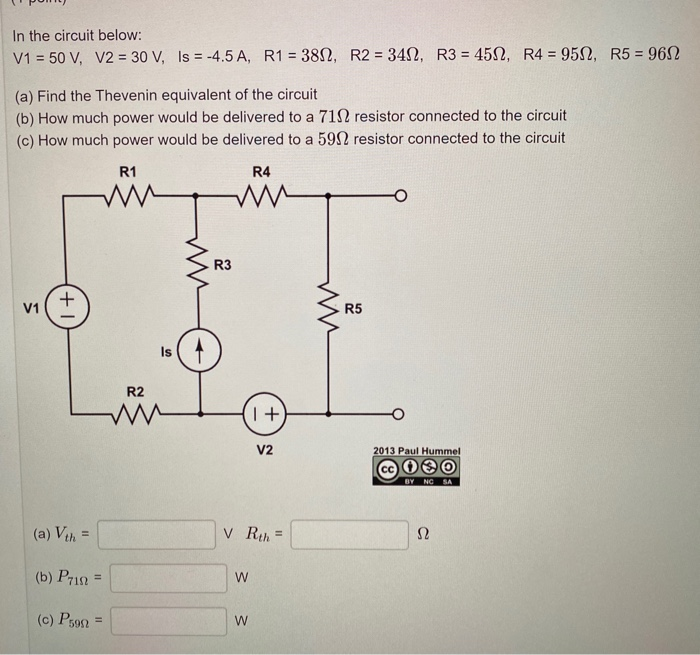 Solved In the circuit below: V1 = 50 V, V2 = 30 V, Is = -4.5 | Chegg.com