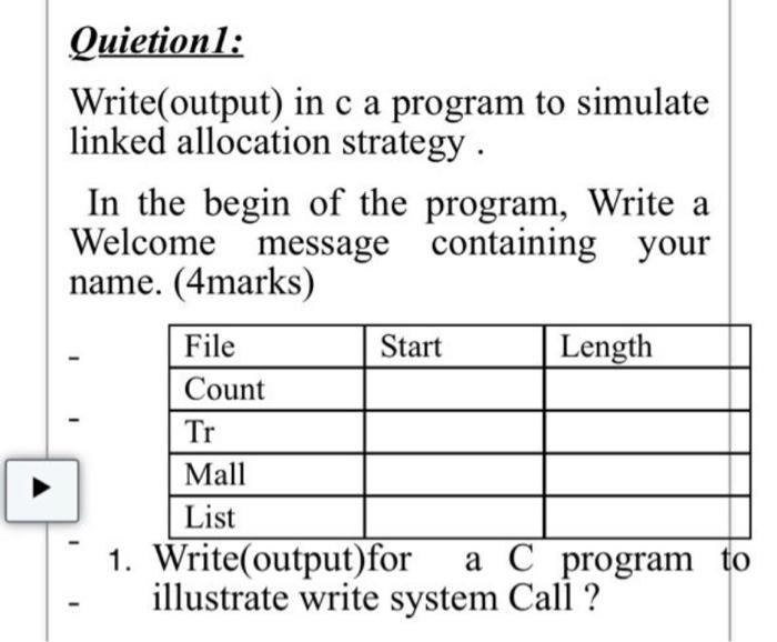 Solved Quietion1: Write(output) in c a program to simulate | Chegg.com