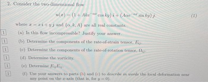 2. Consider the two-dimensional flow | Chegg.com