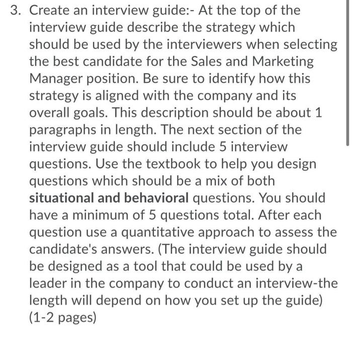 Solved 3. Create an interview guide:- At the top of the | Chegg.com
