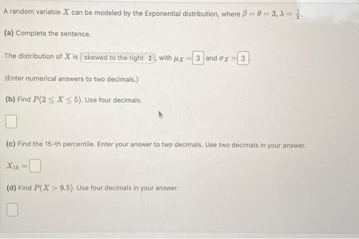 Solved A random variable X can be modeled by the Exponential | Chegg.com