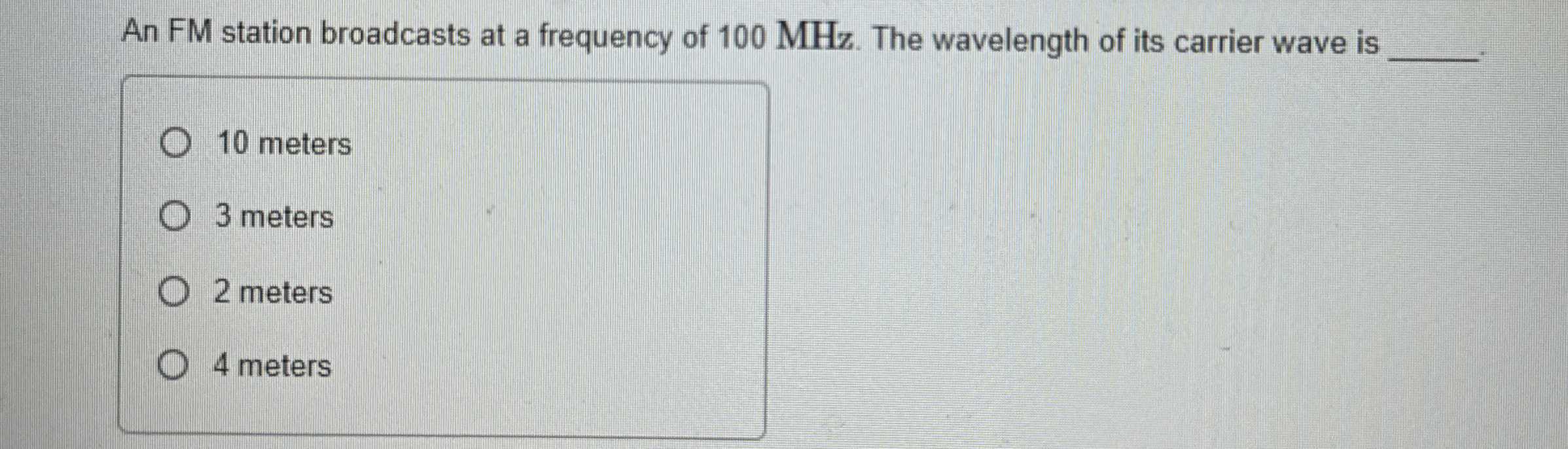 Solved An FM station broadcasts at a frequency of 100 ﻿MHz . | Chegg.com