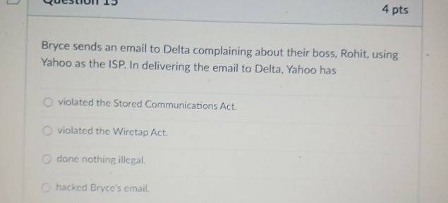Solved 4 ﻿ptsBryce sends an email to Delta complaining about | Chegg.com