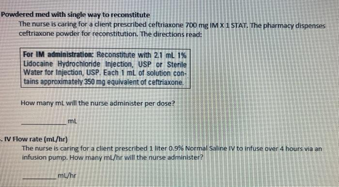 Solved Powdered med with single way to reconstitute The | Chegg.com