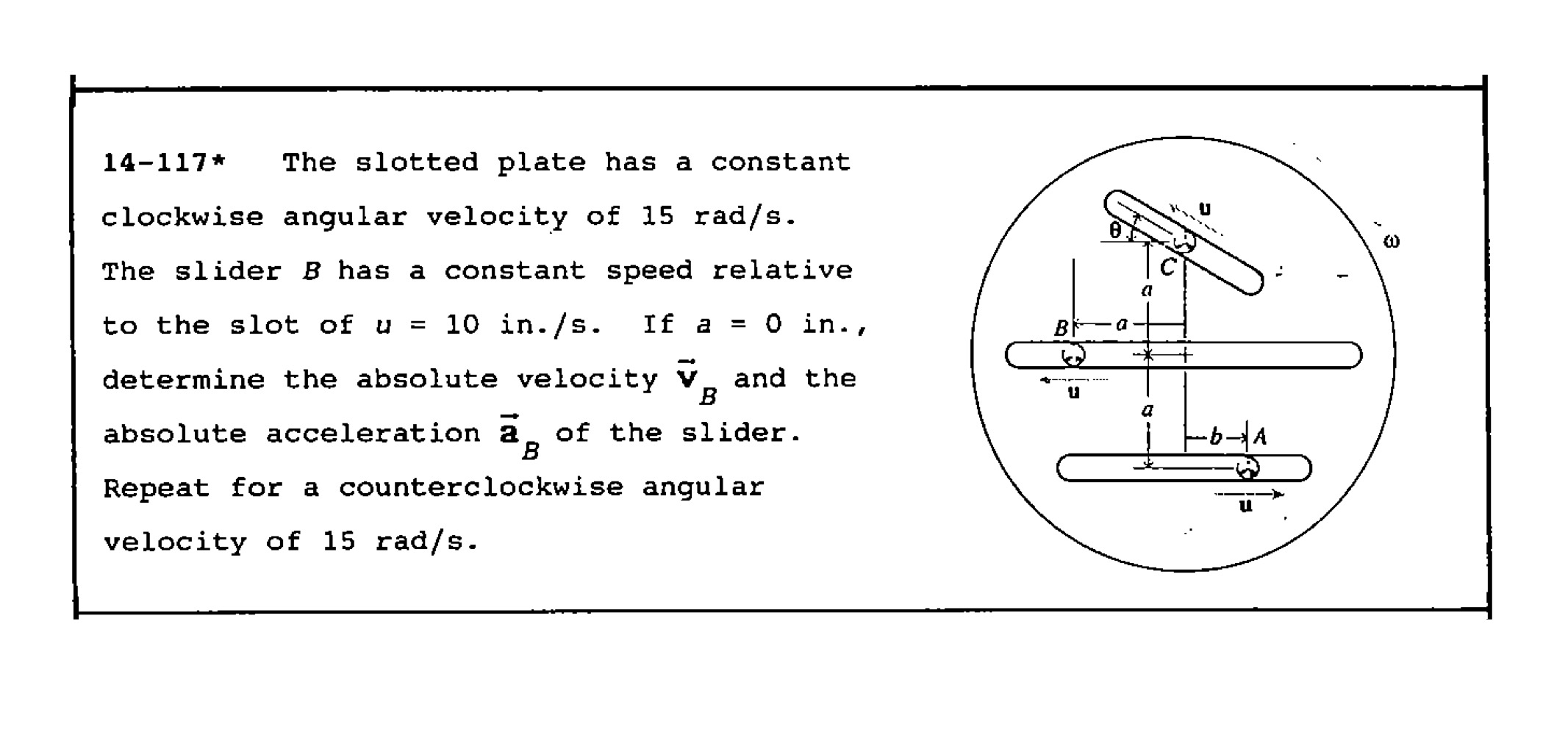 Solved 14-117* ﻿The slotted plate has a constant clockwise | Chegg.com