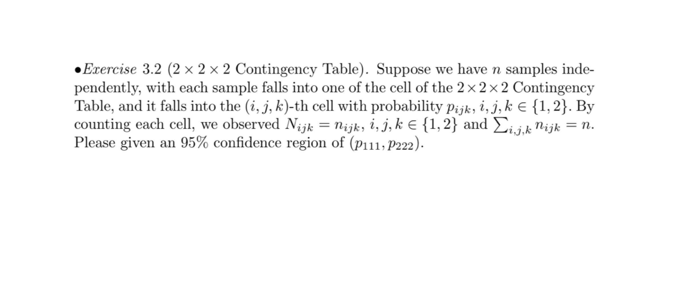 Solved -Exercise Contingency Table). ﻿Suppose we have n | Chegg.com