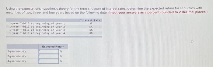 Solved Using the expectations hypothesis theory for the term | Chegg.com