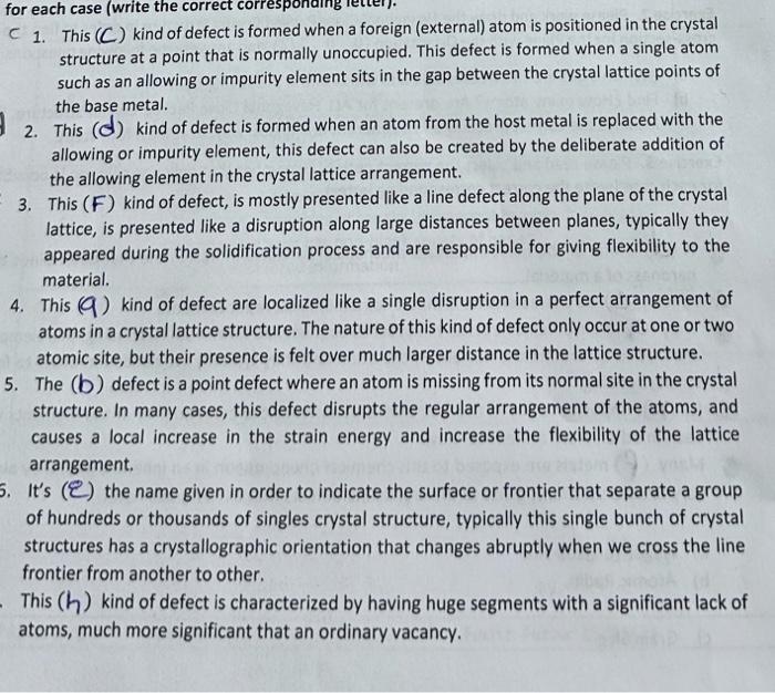 Solved C 1. This (C) kind of defect is formed when a foreign | Chegg.com