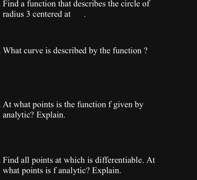 Solved Find a function that describes the circle of radius 3 | Chegg.com