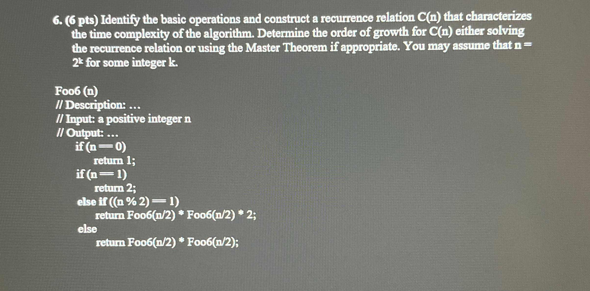 Solved (6 ﻿pts) ﻿Identify the basic operations and construct | Chegg.com