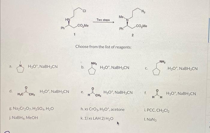 Solved Two stops 1 2 Choose from the list of reagents: a. | Chegg.com