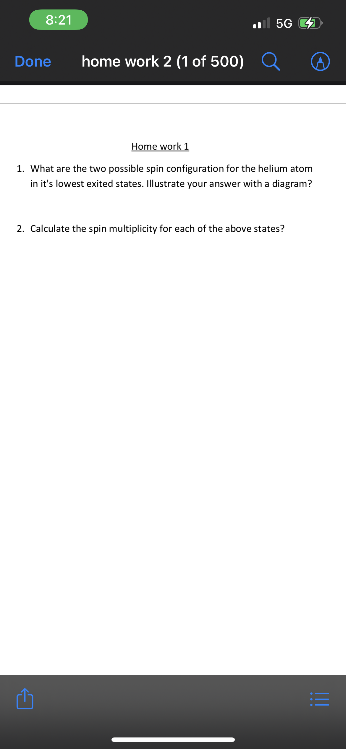 Solved Home work 1What are the two possible spin | Chegg.com