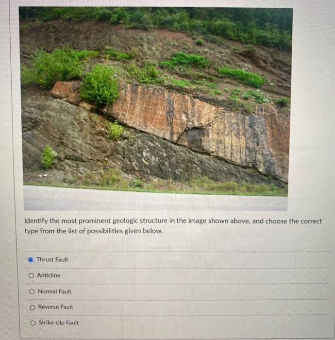 Solved Identify the most prominent geologic structure in the | Chegg.com